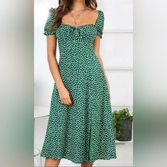 miami | Dresses | Miami Green And White Midi Dresssizel | Poshmark